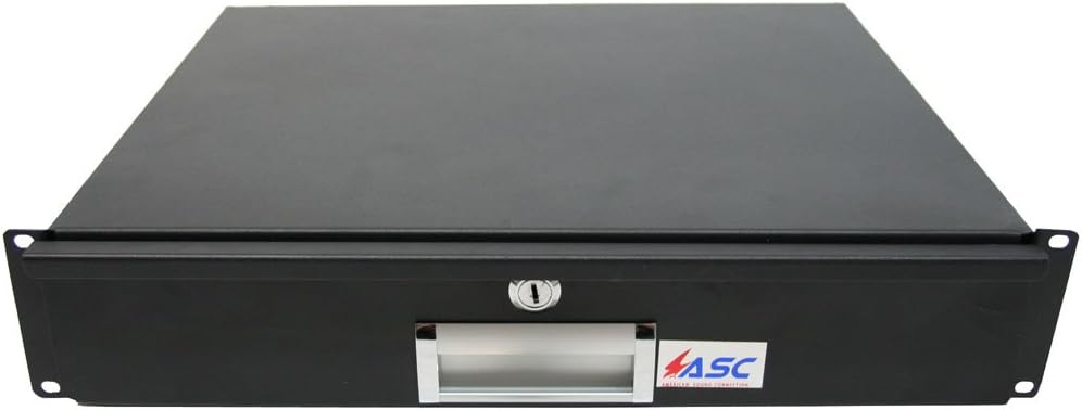 19" 2U Rack Mount Locking Drawer Pro Audio DJ Server Rack Lock Storage ...
