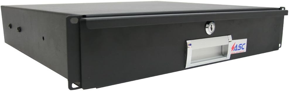 19" 2U Rack Mount Locking Drawer Pro Audio DJ Server Rack Lock Storage ...