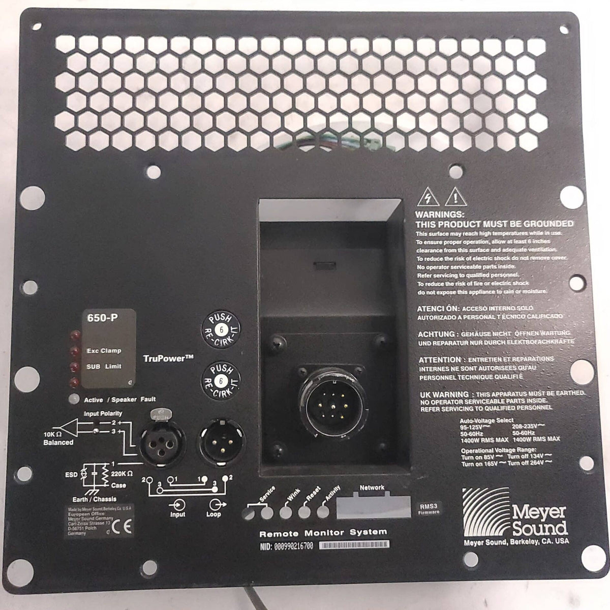 Meyer Sound MP-2 1240W Amplifier Panel for 650P Speaker (Connectors On ...