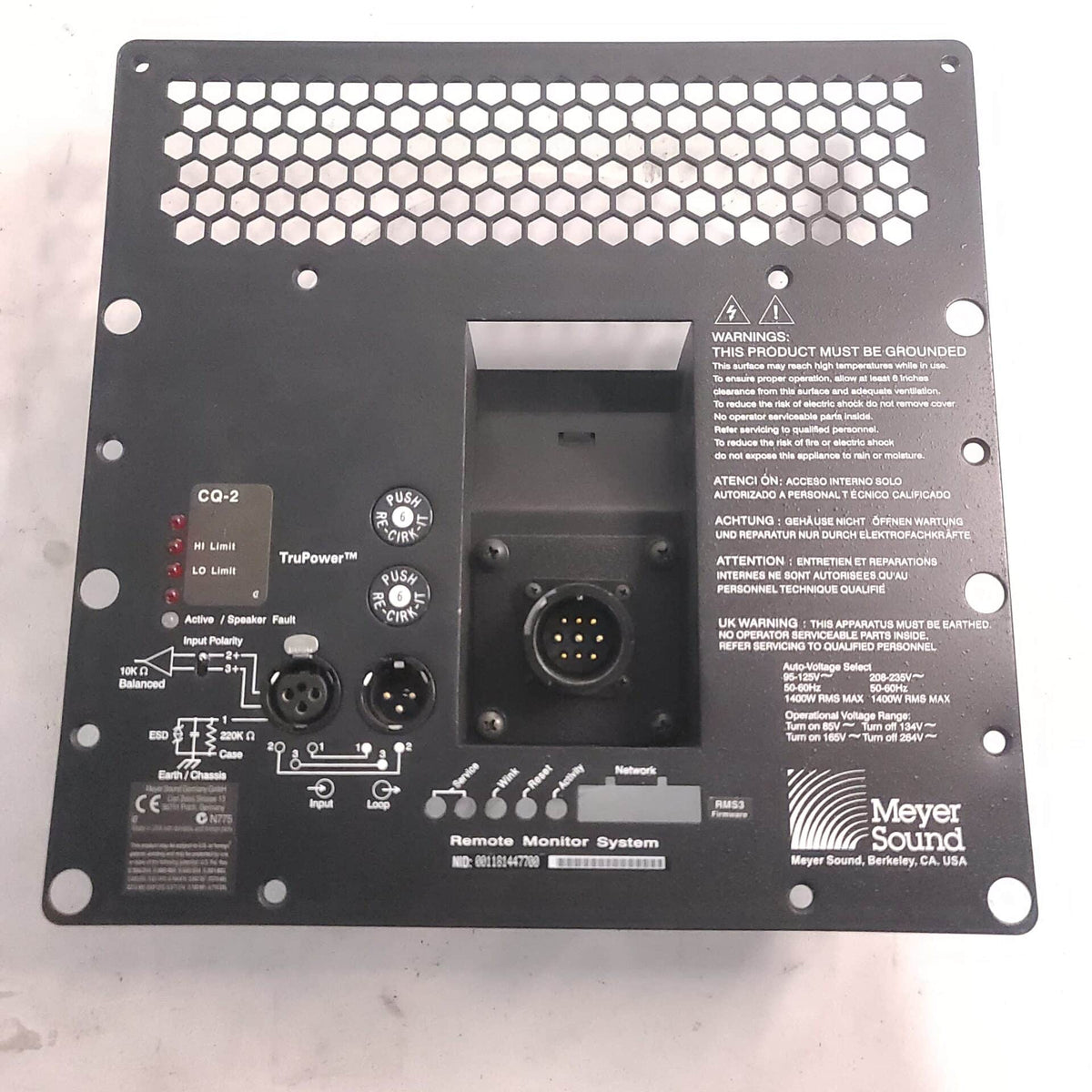 Meyer Sound MP-2 1240W Amplifier Panel for CQ-2 Speaker (Connectors On ...
